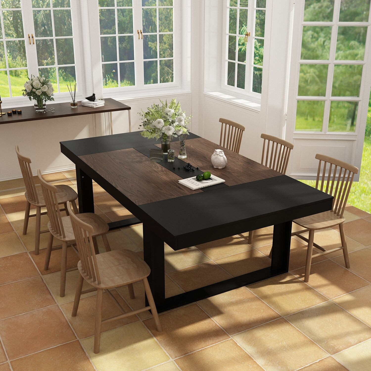 FUFU&GAGA Modern Office Conference Meeting Room Table, 86.6"X47.2 ...