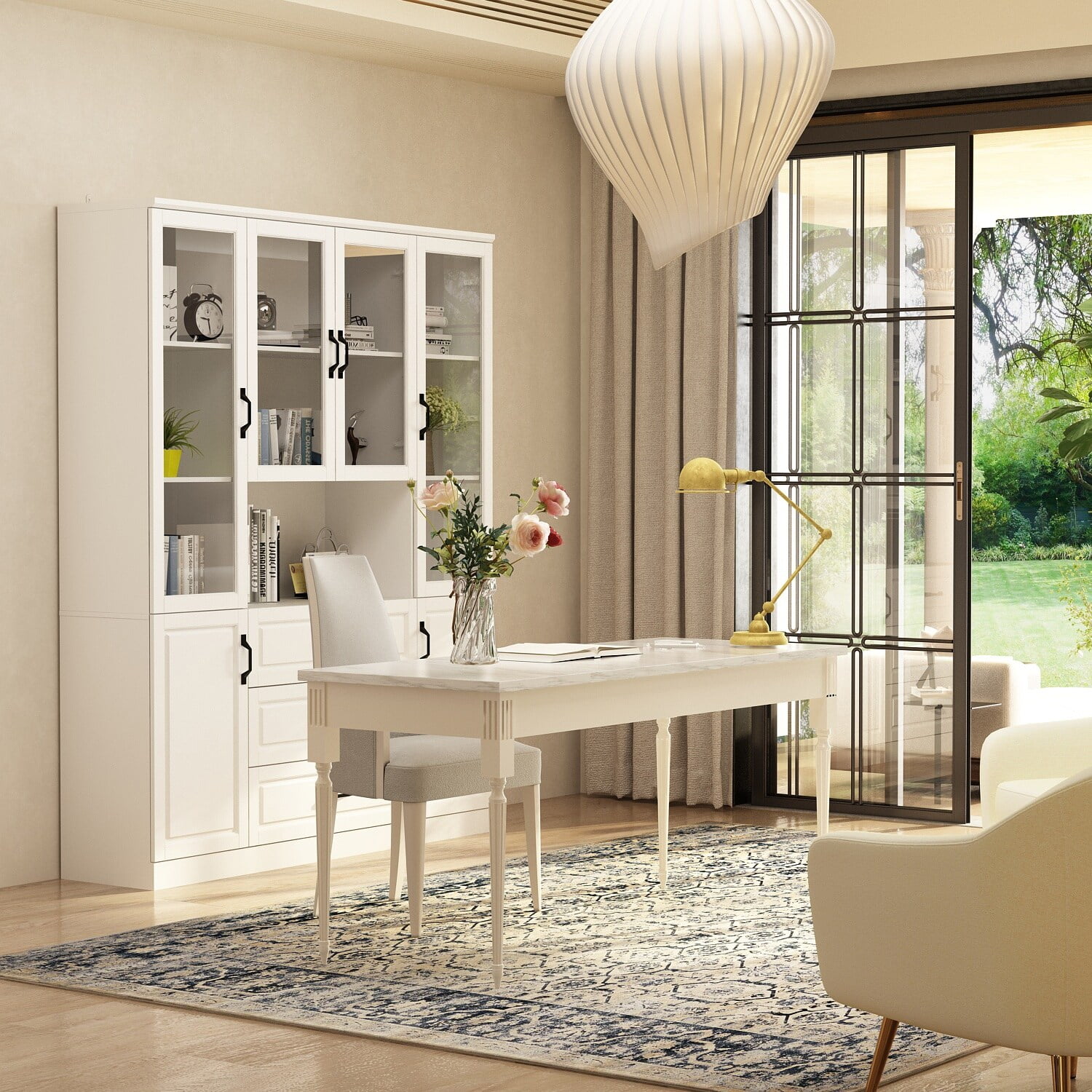 FUFU&GAGA Tall Display Storage Cabinet w/Glass Doors Bookcase for Home ...