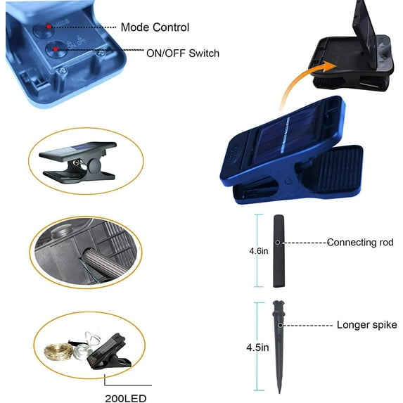 FUGEE-1 Pack 8 Modes Solar Waterfall Lights, Solar Fairy Lights Outdoor Waterproof, 10 Strand ...