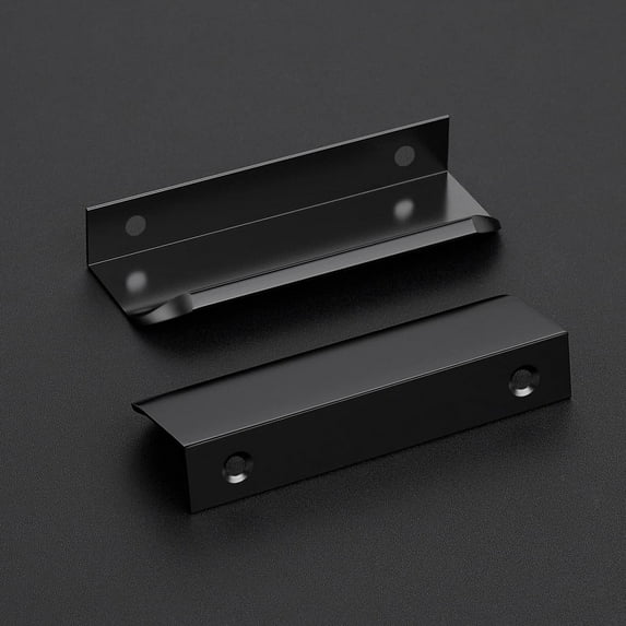 FUGEE-10 Pack Black Cabinet Handles, 4 Inch (102mm) Finger Edge Pulls ...