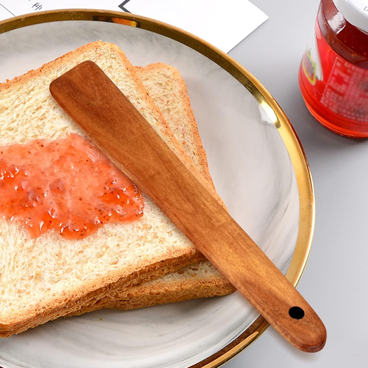 FUGEE-12 Inch Teak Wood Spatula for Cooking Non Toxic Kitchen Utensil ...