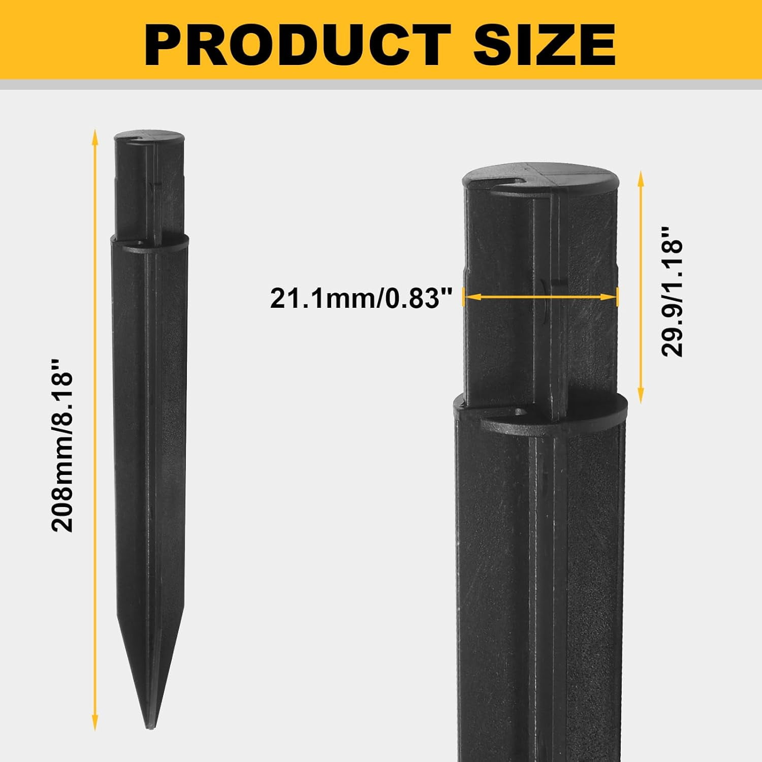 FUGEE-12 Pcs 8.18 Inch Reinforced Ground Spikes, ABS Plastic Solar ...