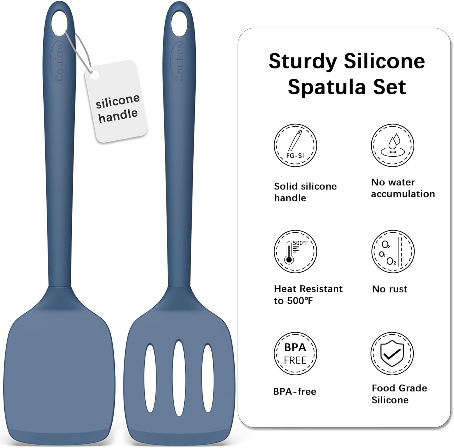 FUGEE-2 Pack Silicone Spatula Set, High Heat Resistant, BPA Free ...