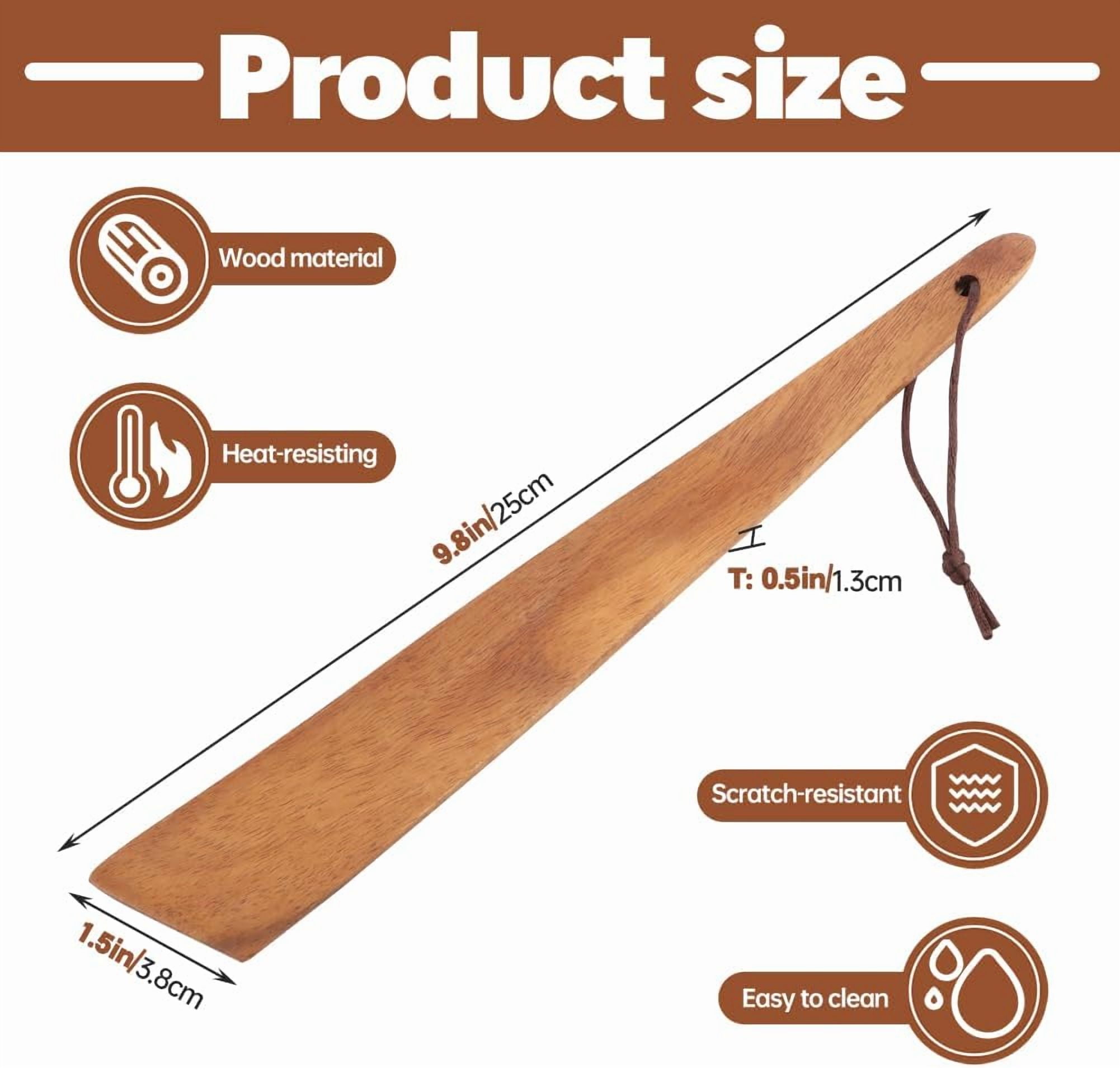 FUGEE-2pcs Teak Wood Spatula for Cast Iron 9.8inch Small Wood Flipper ...