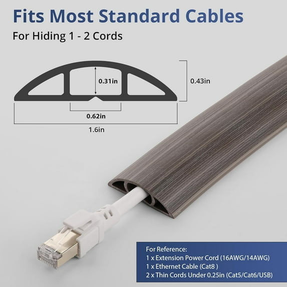 FUGEE-3.6ft Cord Covers for Wires on Floor, Cord Hider Floor Hide ...