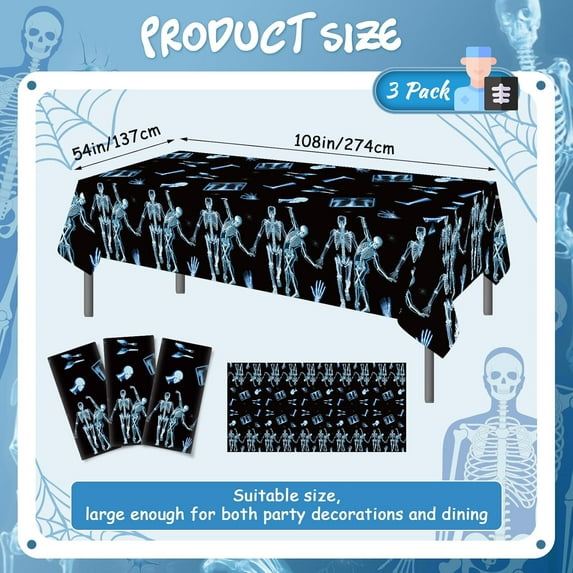 FUGEE-3 Pack Radiology X Ray Theme Disposable Tablecloths Halloween ...