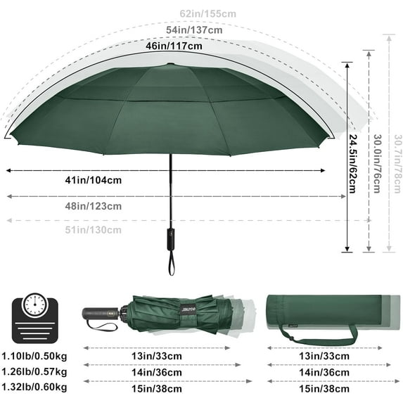 FUGEE-42/46/54/62 Inch Large Golf Umbrella Compact Reverse Travel ...