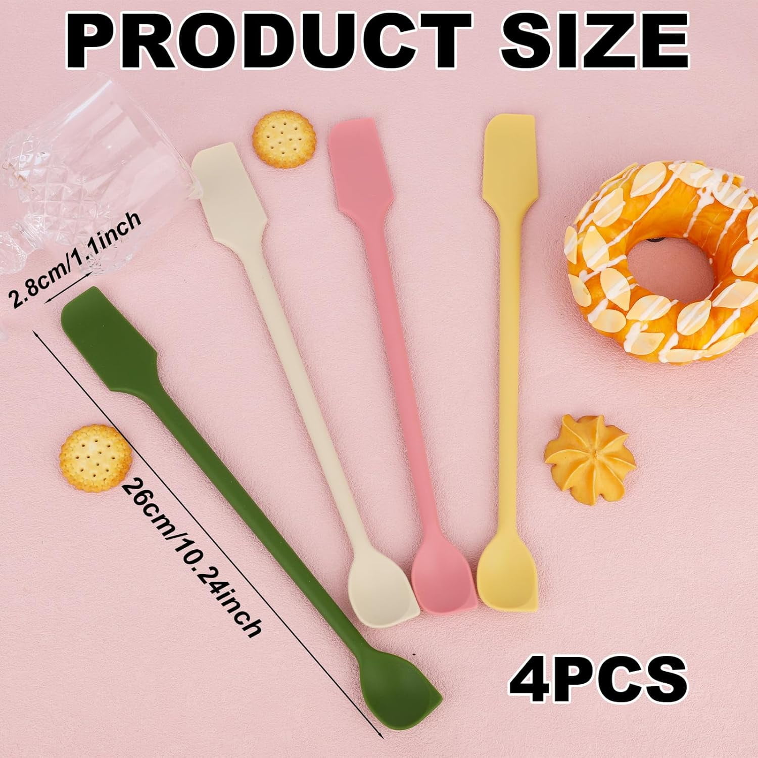FUGEE-4pcs Mini Silicone Spatulas Set, Dual Sided Multifunctional Small ...