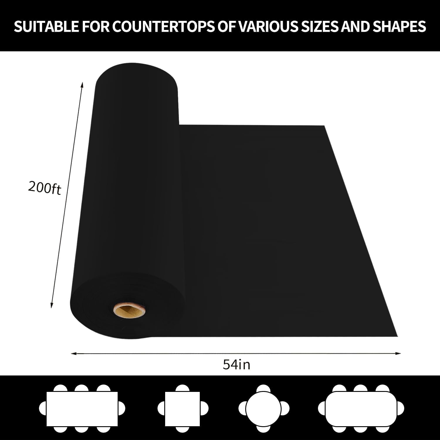 FUGEE-54 Inch X 200 Feet Plastic Table Cover Roll Disposable Tablecloth ...