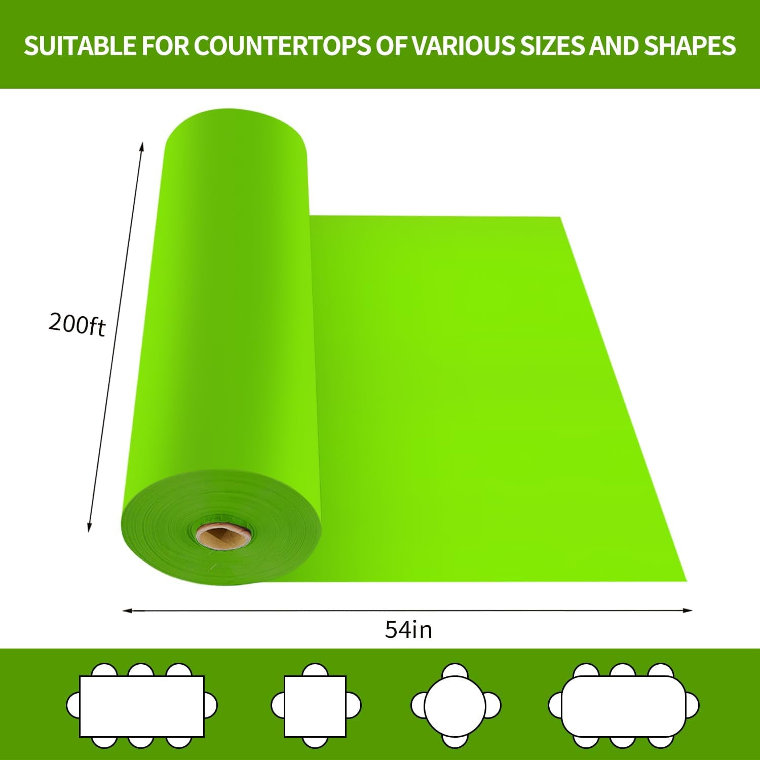 FUGEE-54 Inch X 200 Feet Plastic Table Cover Roll Disposable Tablecloth ...