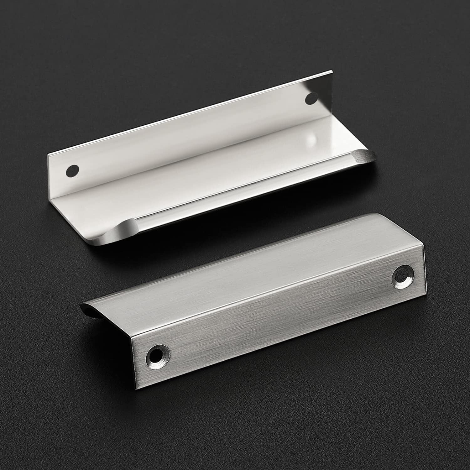 FUGEE-6 Pack Silver Cabinet Handles, 4 Inch (102mm) Finger Edge Pulls ...