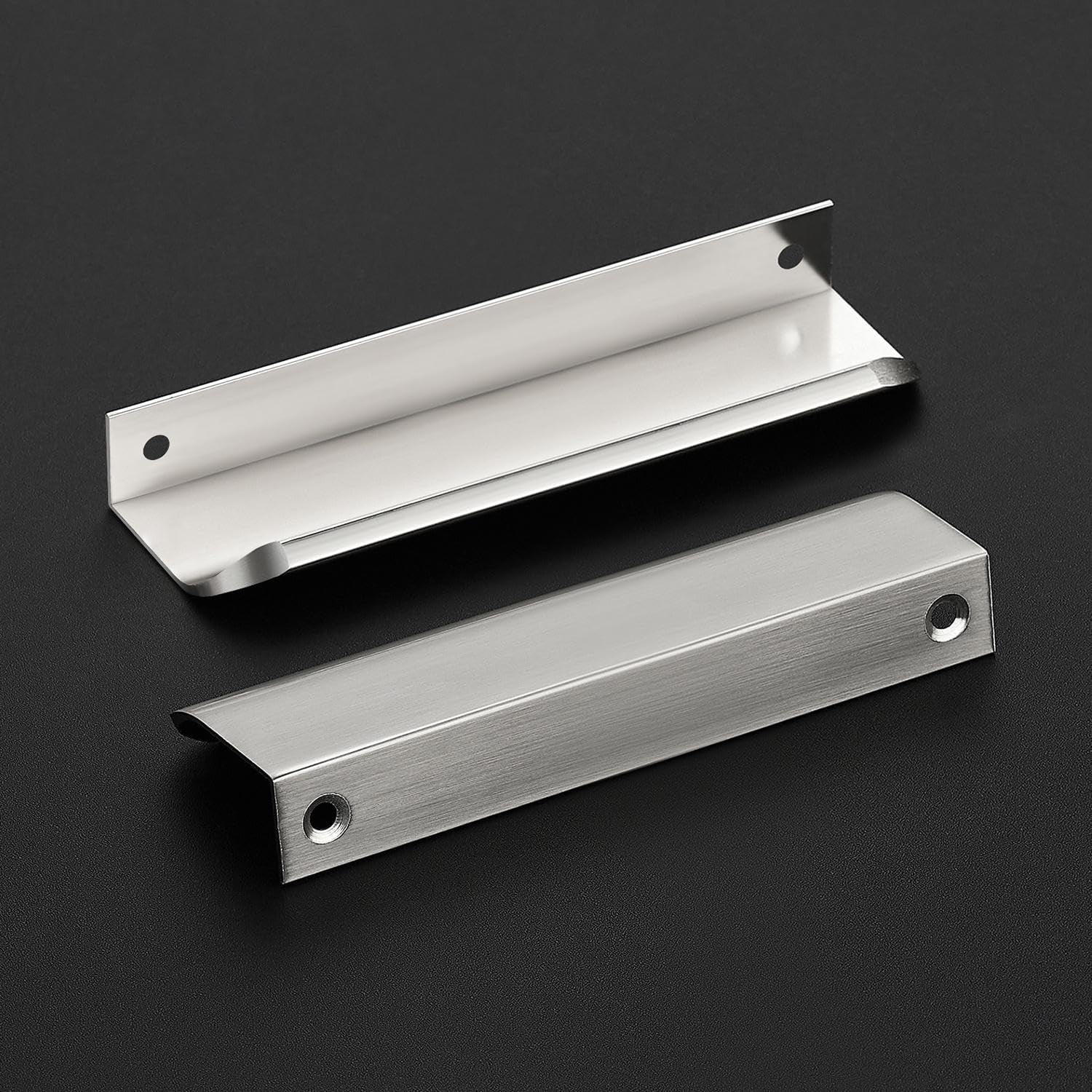 FUGEE-8 Pack Silver Cabinet Handles, 5 Inch (128mm) Finger Edge Pulls ...