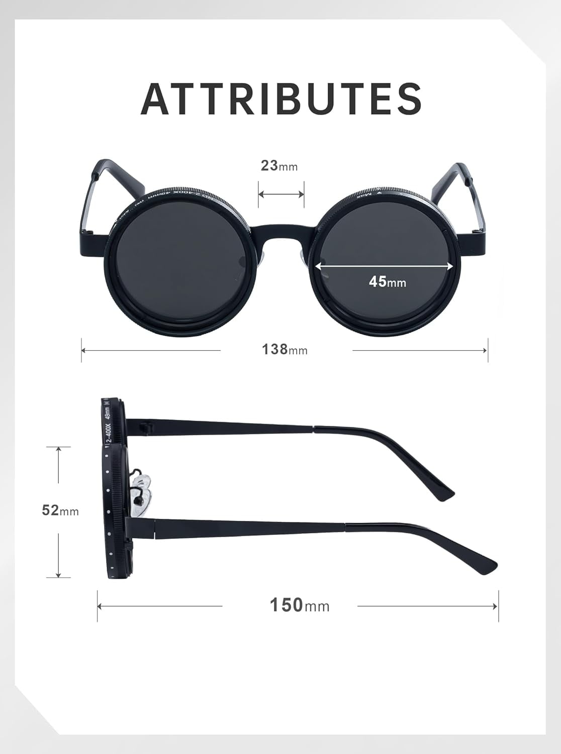 FUGEE-Adjustable Tint Nightshift Glasses 1-9 Gears, Round Polarized ...