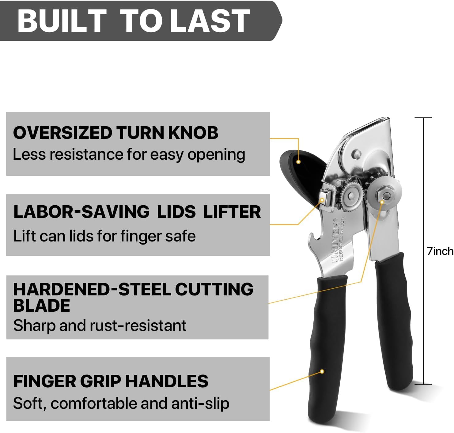 FUGEE-Can Opener Manual Heavy Duty, Hand Held Can Openers for Seniors ...