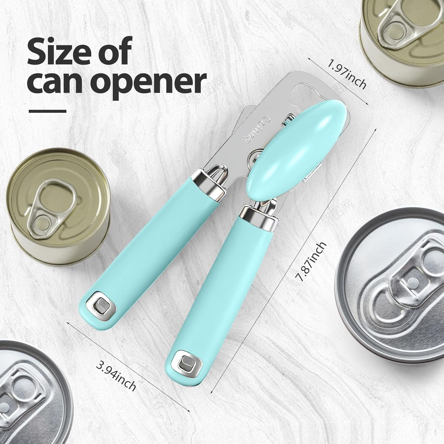 FUGEE-Can Opener Manual, Heavy Duty Stainless Steel Smooth Edge Can Opener With Soft Touch ...