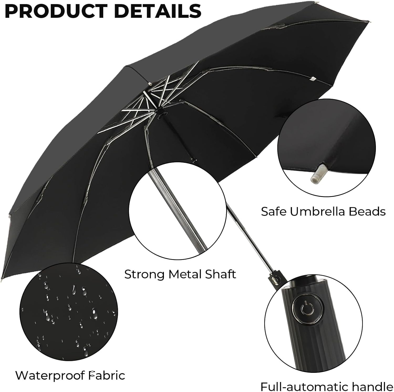 FUGEE-Compact Inverted Travel Umbrella, Automatic Open Close, 9-Rib 46 ...