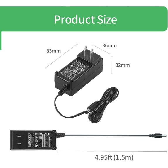 FUGEE-DC 12V 1.5A 18W Power Supply,5.5mm x 2.1mm DC Plug for 12V Led ...