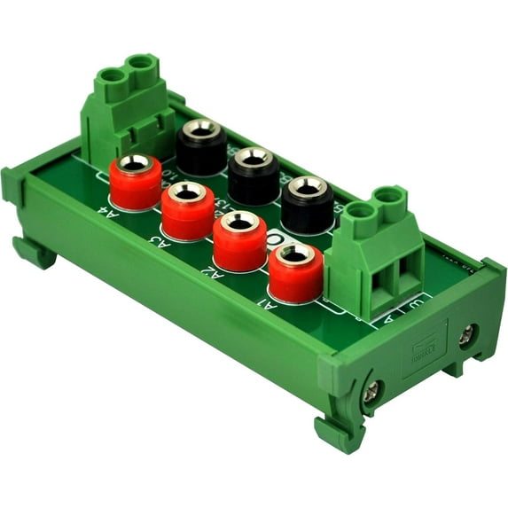 FUGEE-DIN Rail Mount 2 x 4 Position Banana Jack Distribution Module, DC ...