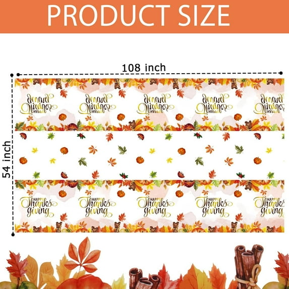 FUGEE-Fall Tablecloths 3 Pieces Thanksgiving Maple Leaf Pumpkin ...