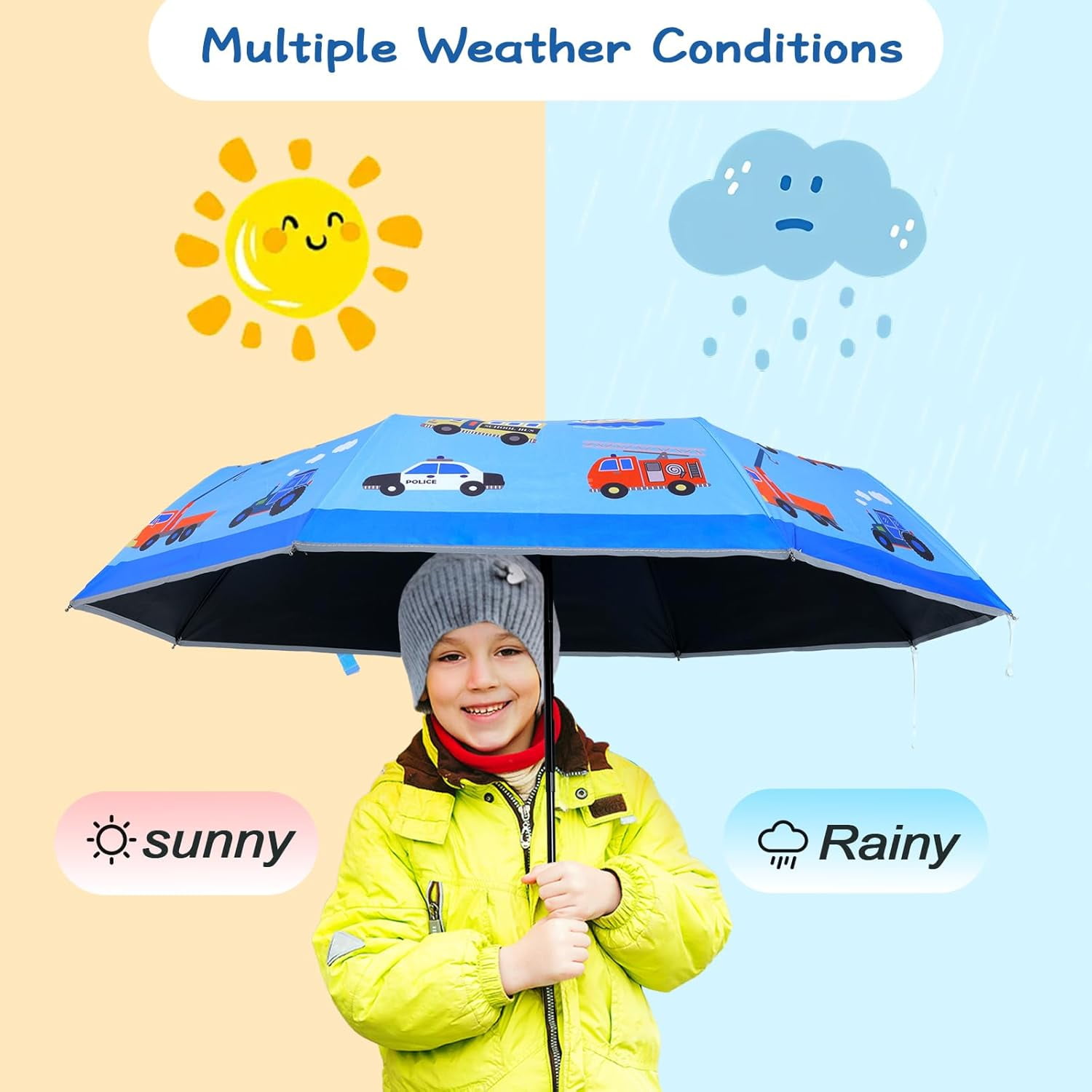 FUGEE-Kids Folding Umbrella Auto Open/Close Anti-rebound Safe Design UV ...