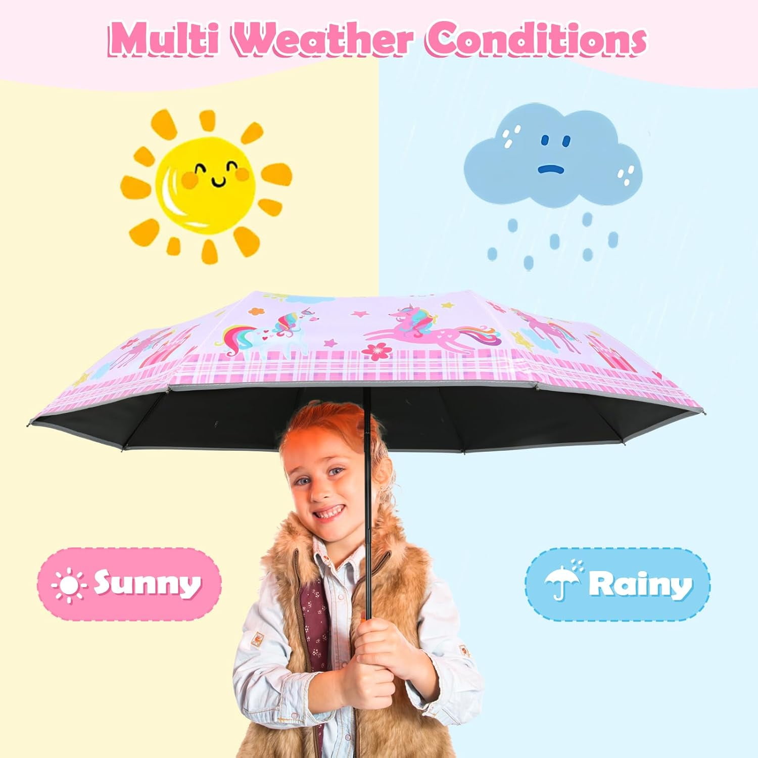 FUGEE-Kids Folding Umbrella Auto Open/Close Anti-rebound Safe Design UV ...