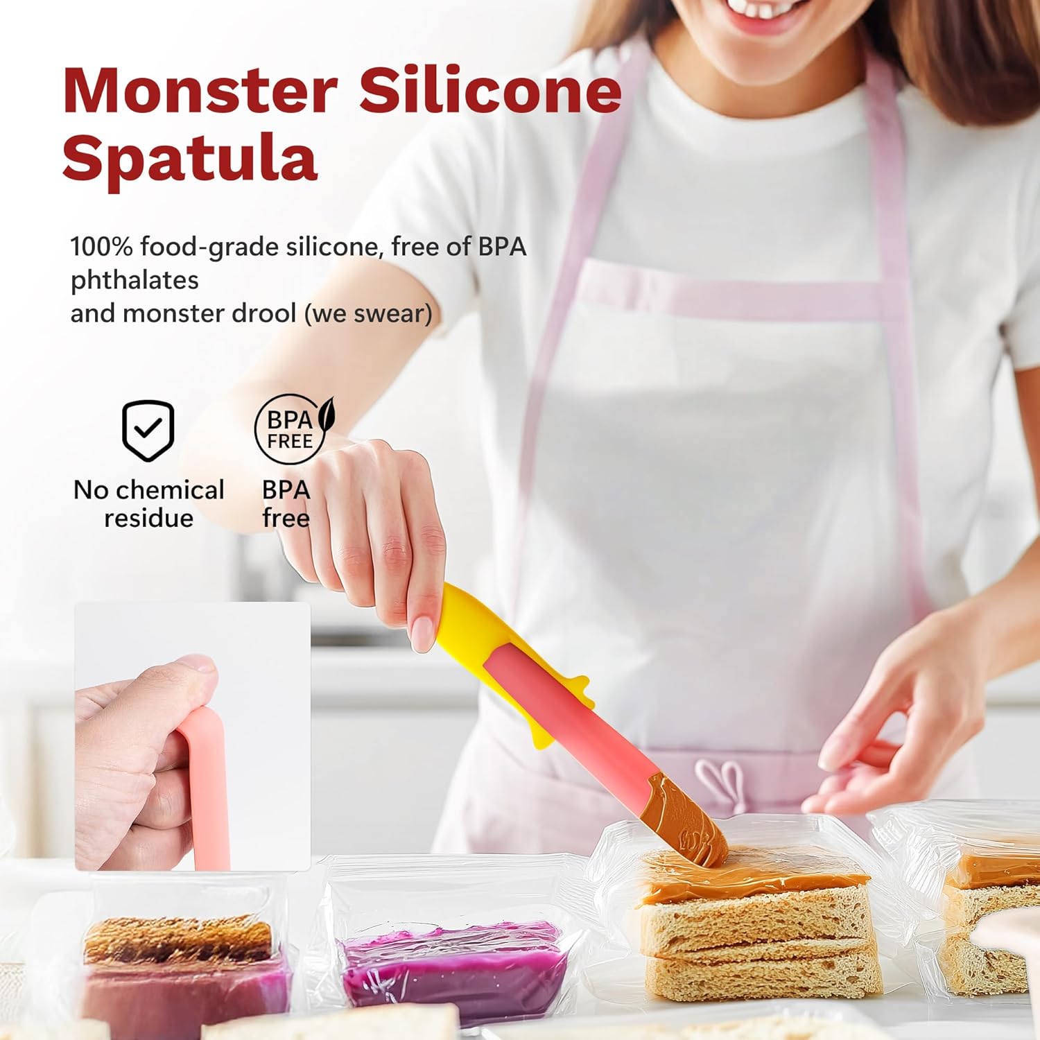 FUGEE-Li&Zhao Funny Silicone Jar Spatula - Cute Jar Scraper Spatula ...
