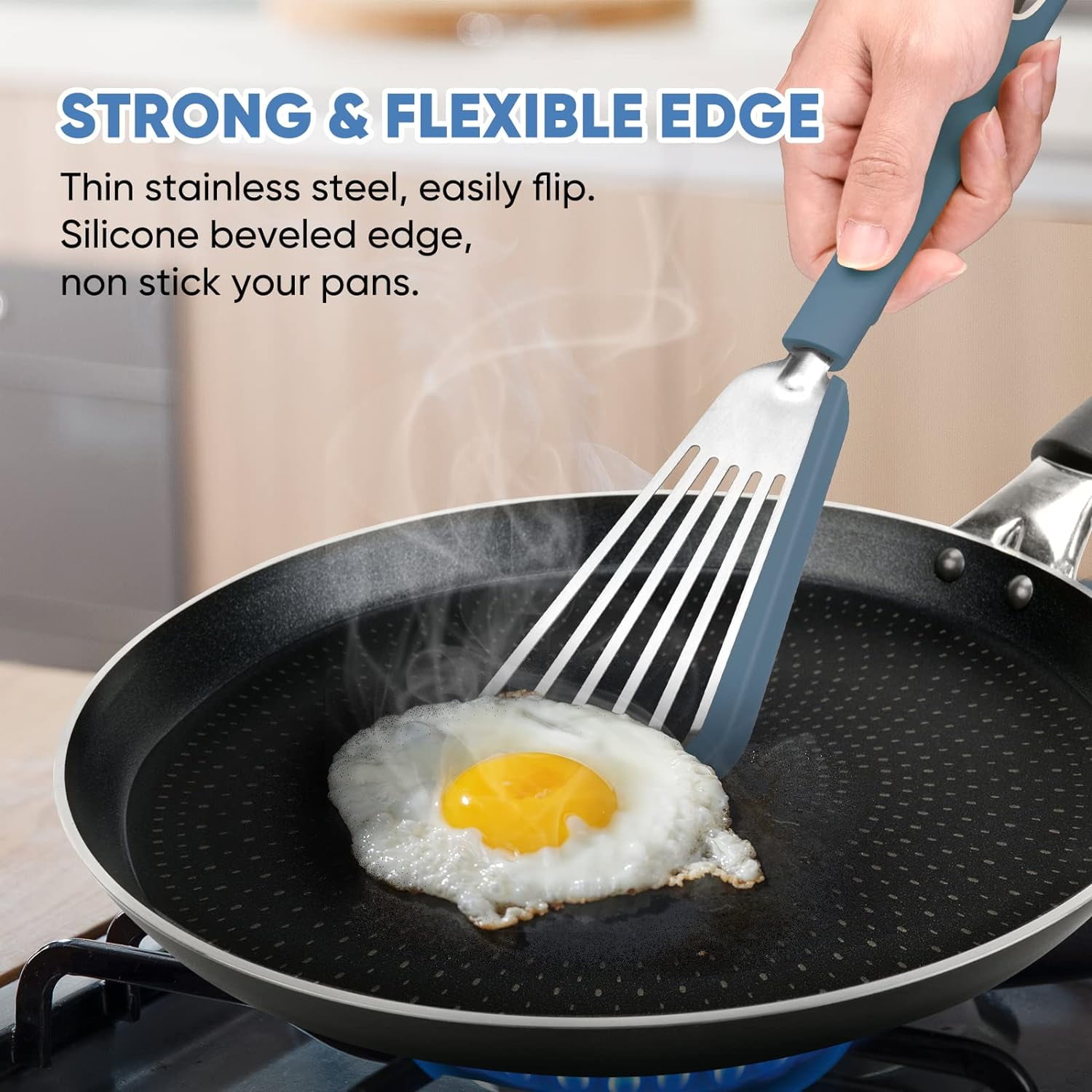 FUGEE-Nonstick Fish Spatula, Thin Slotted Spatulas Turner Silicone Fish ...
