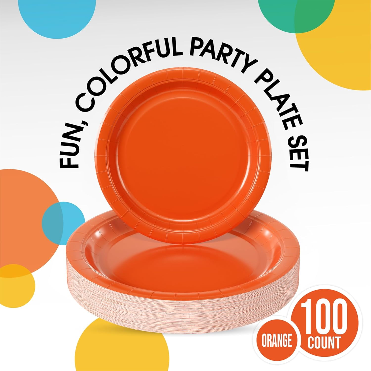 FUGEE-Orange Paper Plates Disposable Heavy Duty 100 Pcs - 50-7" & 50-9 ...
