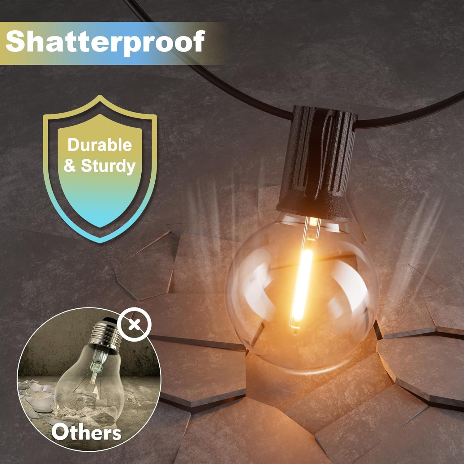 FUGEE-Outdoor String Lights,25 FT LED String Lights for Outside with ...