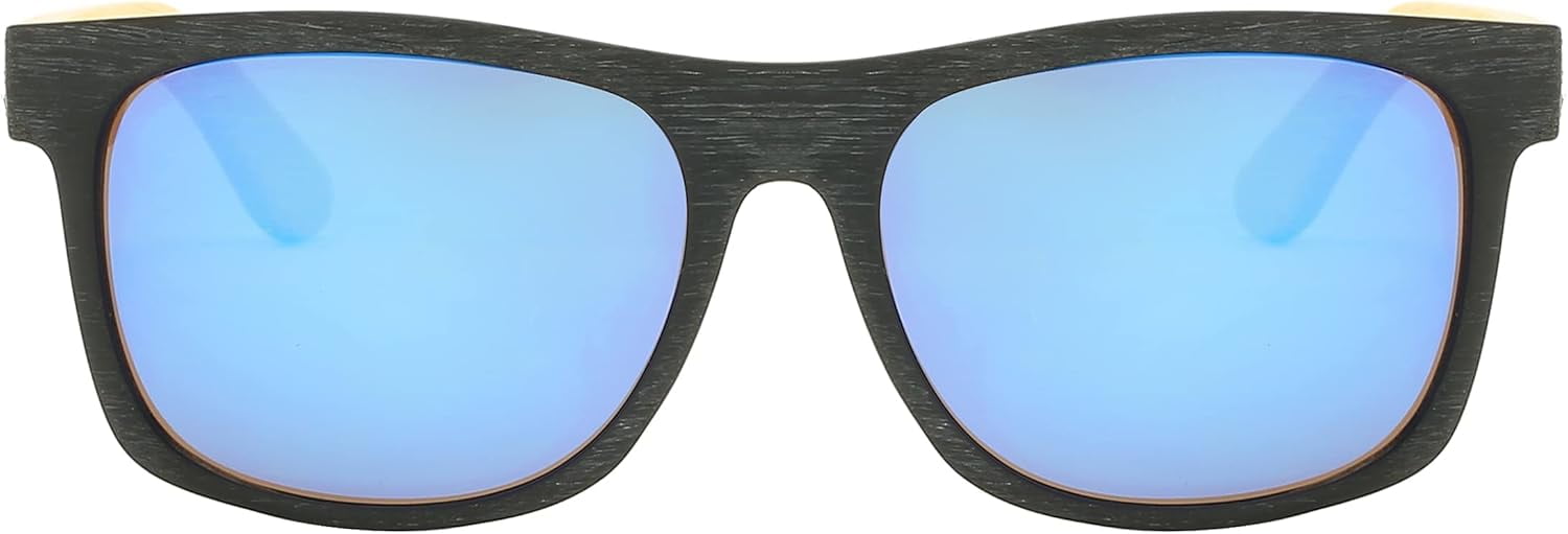 FUGEE-Piranha Klaus Black Frame Sunglasses with Bamboo Temples and ...