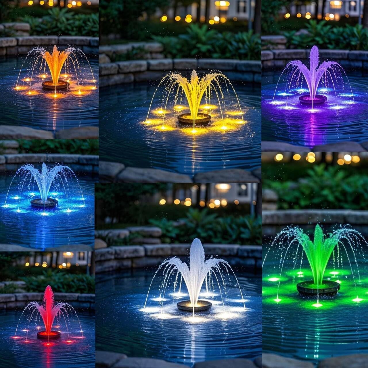 FUGEE-Pond Lights with Timer Color Changing Submersible Fountain Light ...