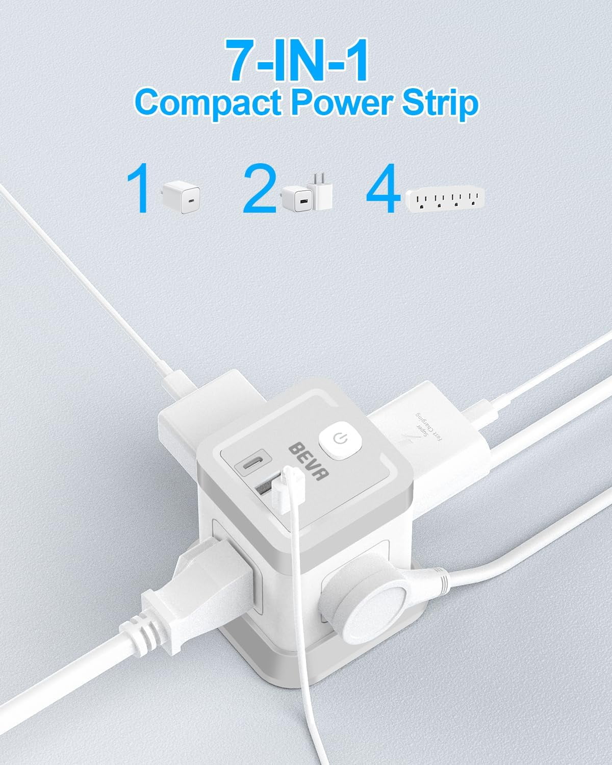FUGEE-Power Strip with USB - 5ft Long Extension Cord Desktop Charging ...