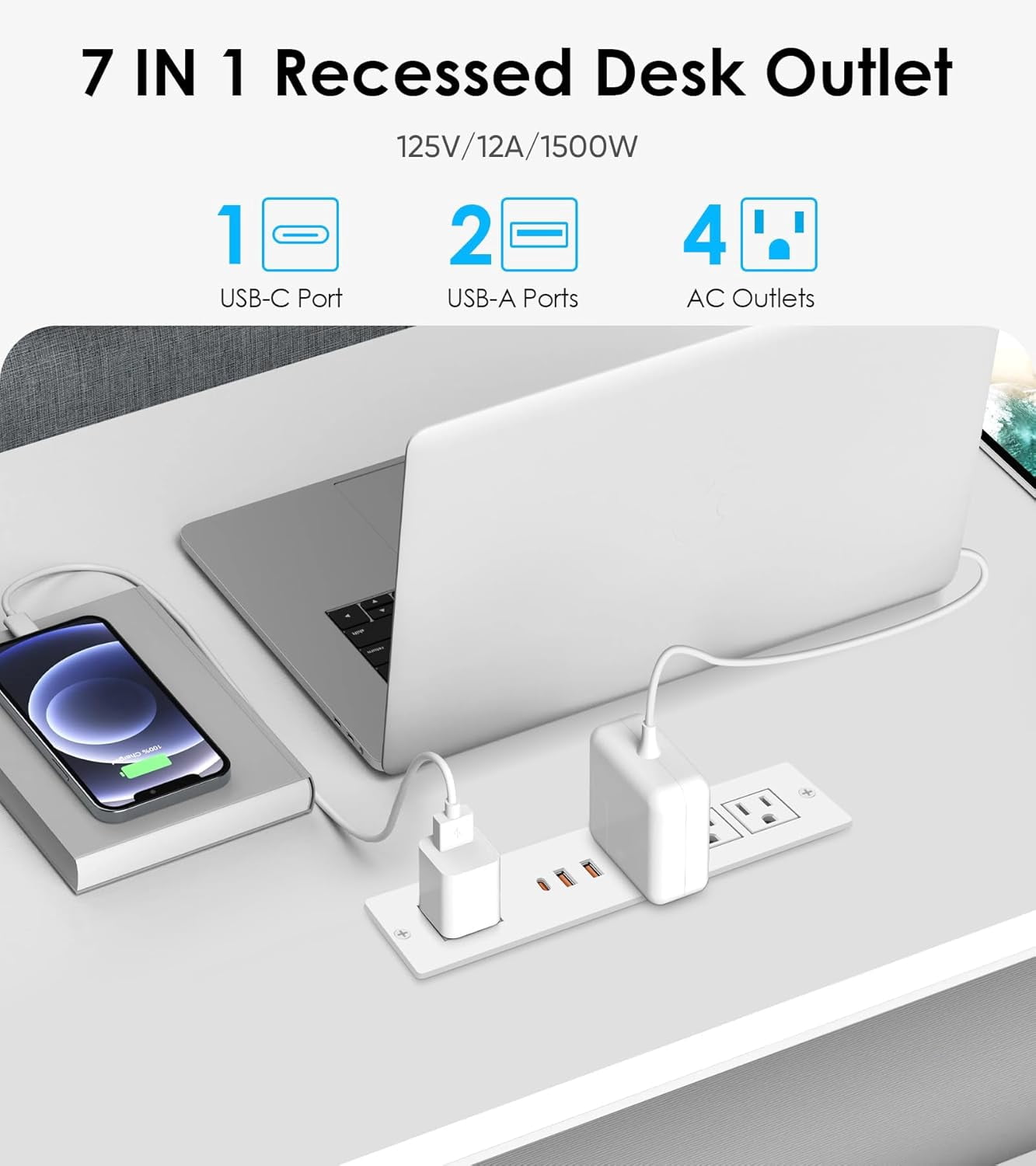 FUGEE-Recessed Power Strip with PD 20W USB-C, Flush Mounted Drawer ...