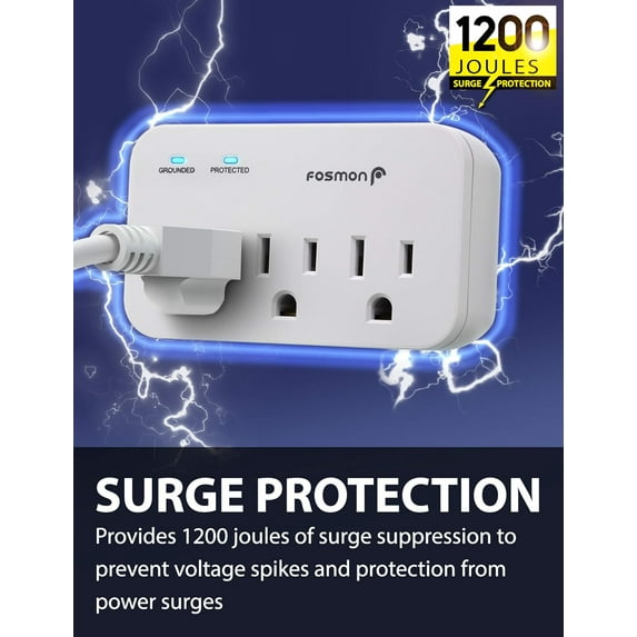 FUGEE-Refrigerator Surge Protector, 3 Outlet Heavy Duty Appliance Surge ...