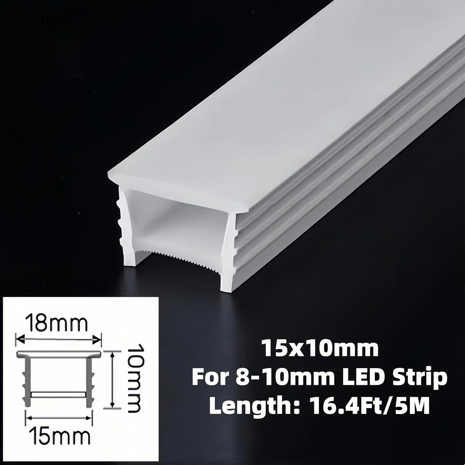 FUGEE-Silicone LED Channel System, 16.4Ft/5M Through Free White 15x10mm ...