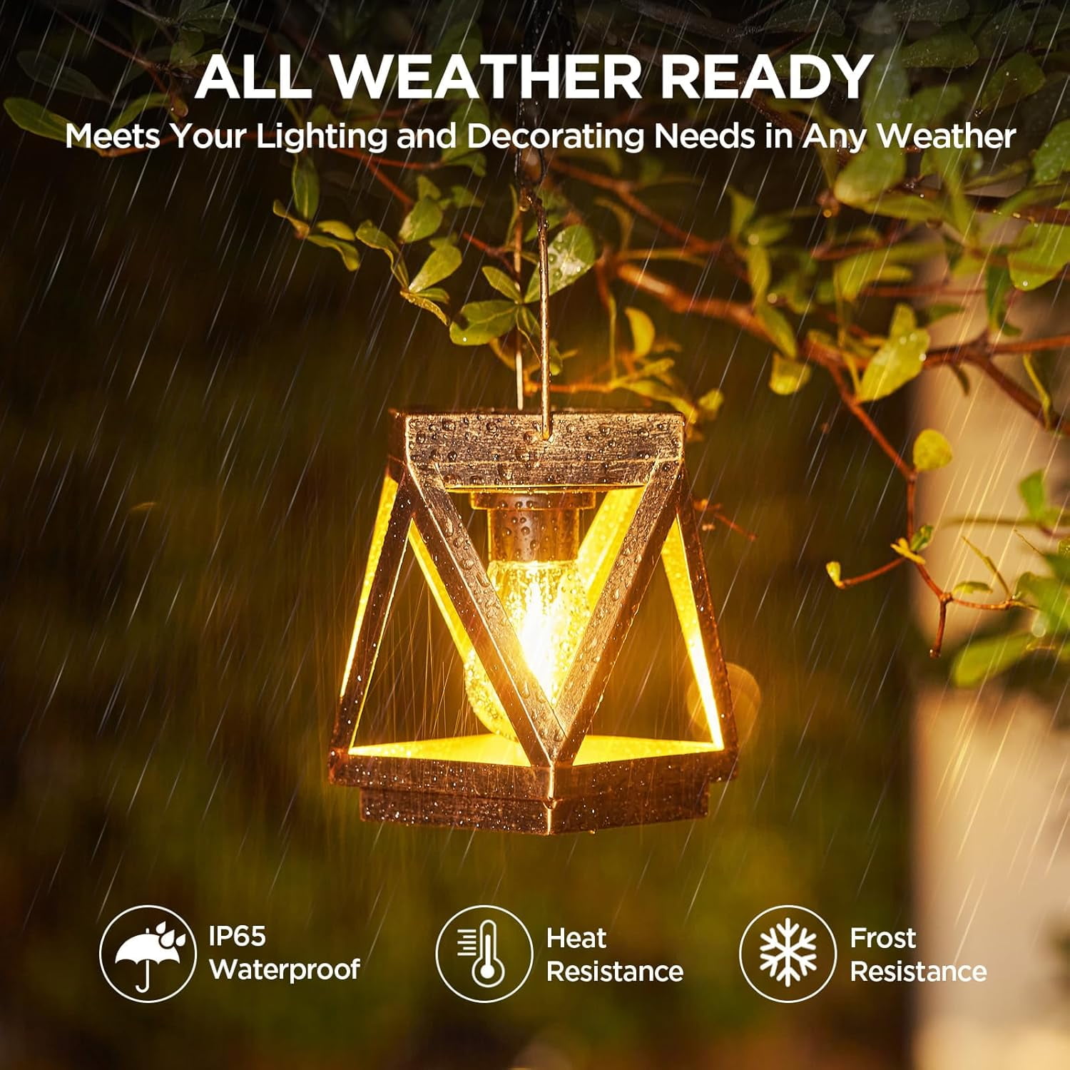 FUGEE-Solar Lanterns Outdoor Waterproof - Upgraded Metal Hanging Solar ...
