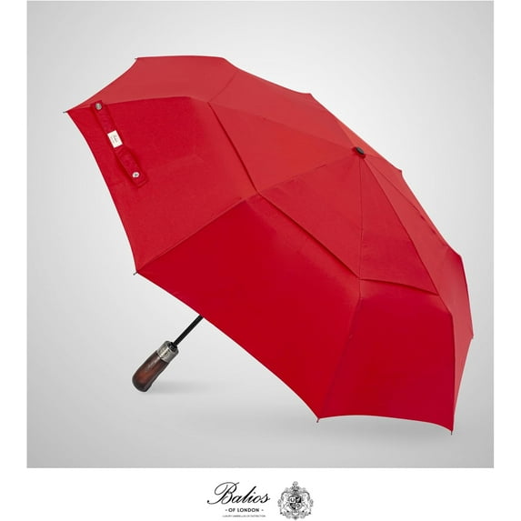 FUGEE-Travel Folding Umbrella with Real Wood Handle Auto Open Close ...