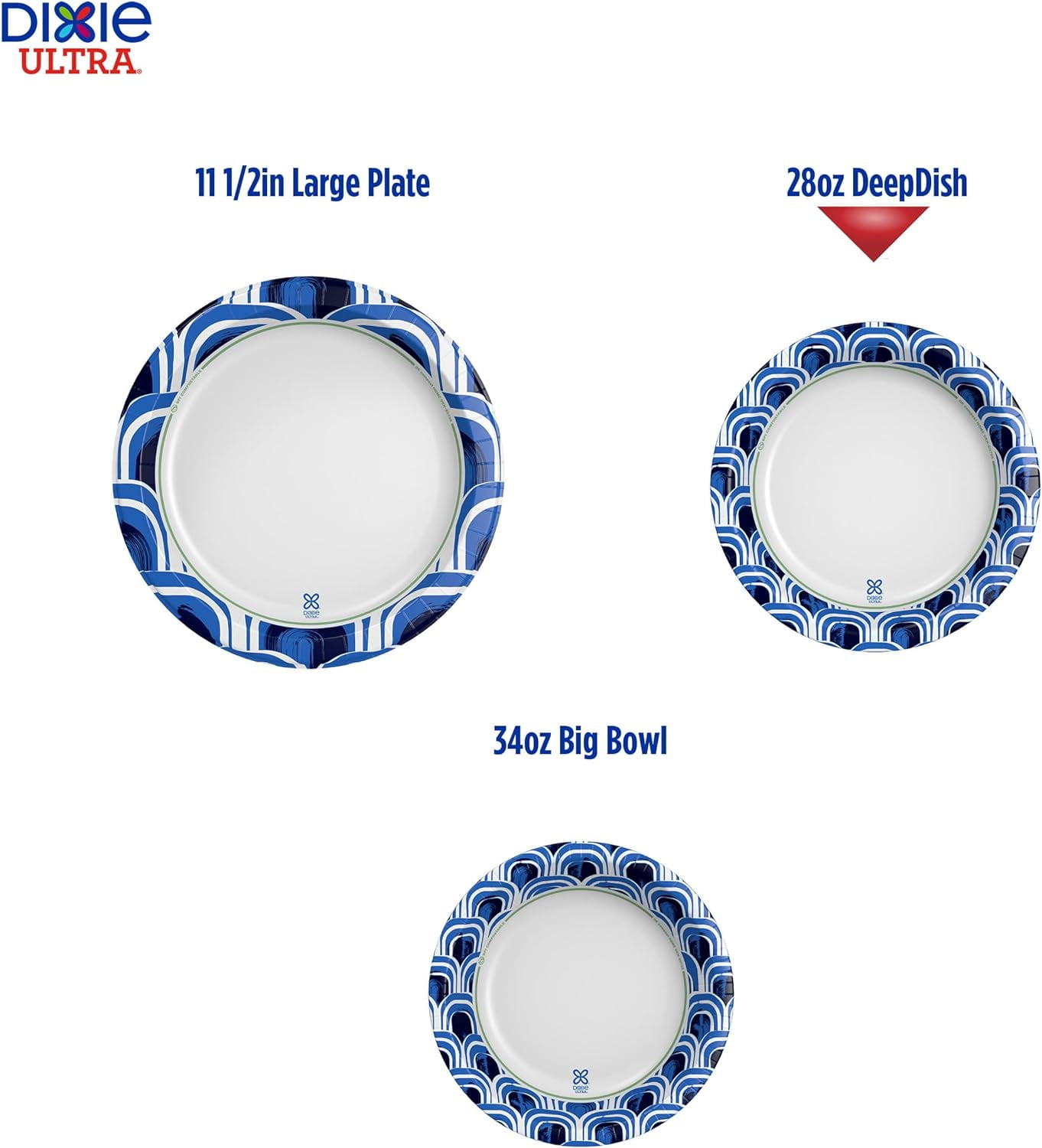 FUGEE-Ultra, Deep Dish Paper Plates, 28 Oz, 40 Count, Heavy Duty ...