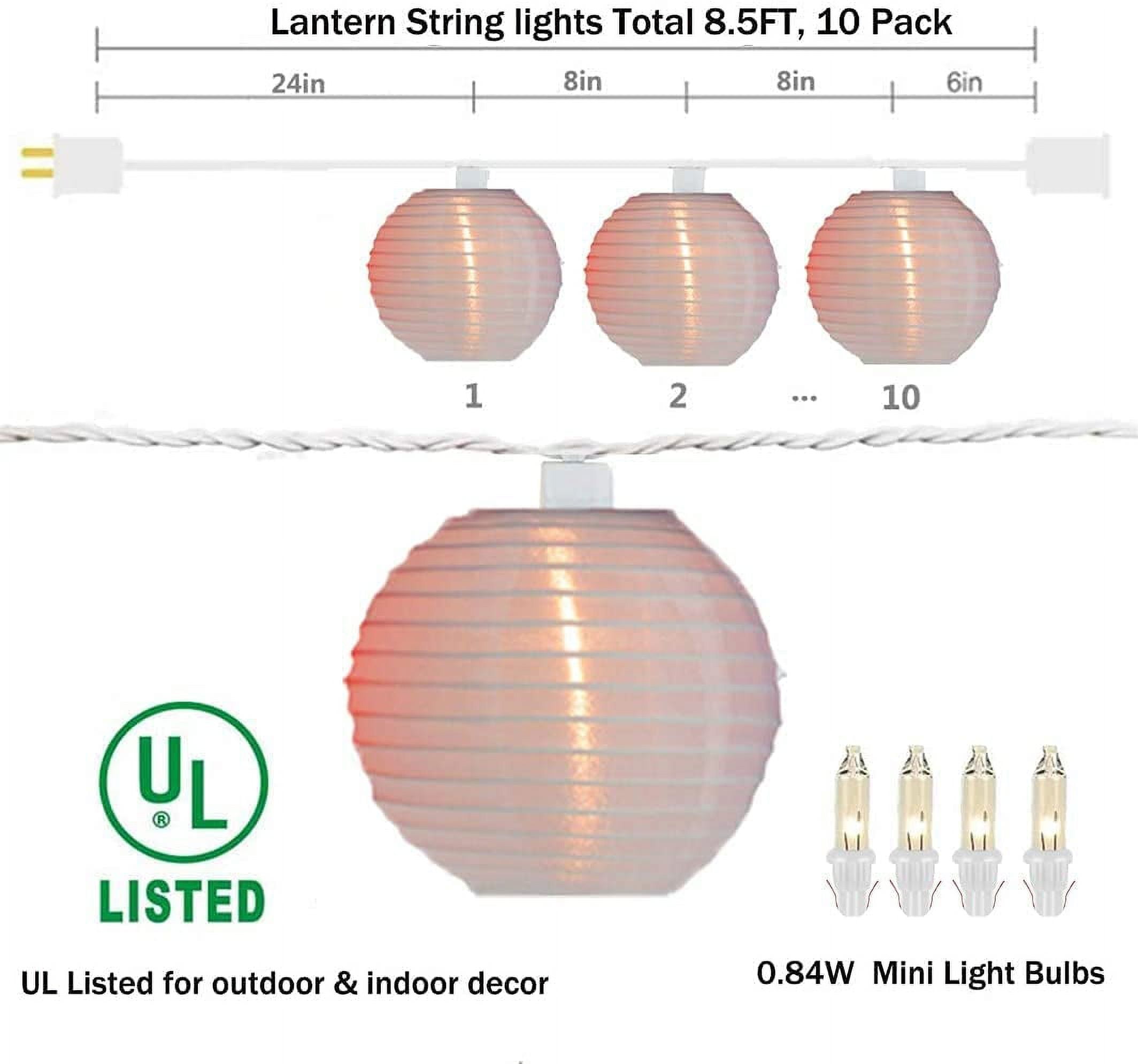 FUGEE-White Lantern String Lights Plug in, 8.5Ft Hanging Indoor ...