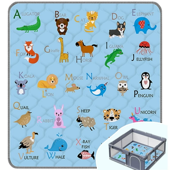 FUGWU Baby Play Mat for Floor, Fits 71x59 Playpen,Machine Washable, Non ...