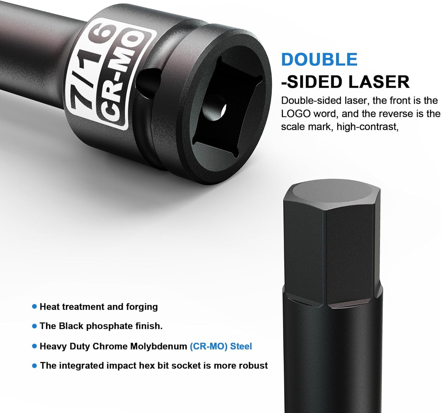 FUGee-1/2" Drive H7/16-Inch Impact Hex Bit Socket, SAE Allen Bit Socket ...