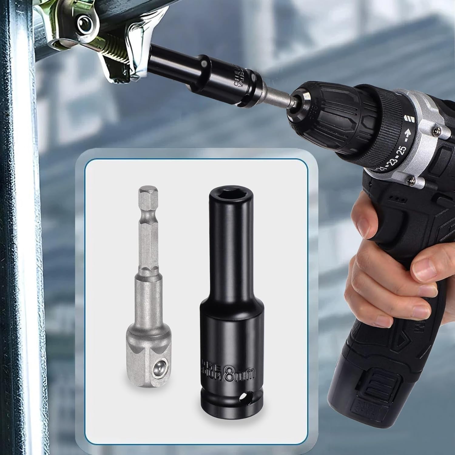 FUGee-1/2" Drive Socket Accessory Set 20mm Deep 6-Point Impact Socker 8 ...