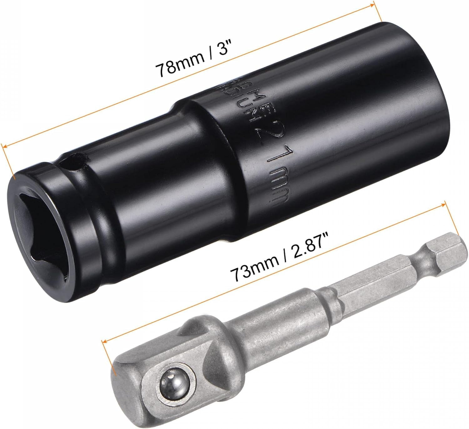 FUGee-1/2" Drive Socket Accessory Set, 21mm Deep 6-Point Impact Socket ...