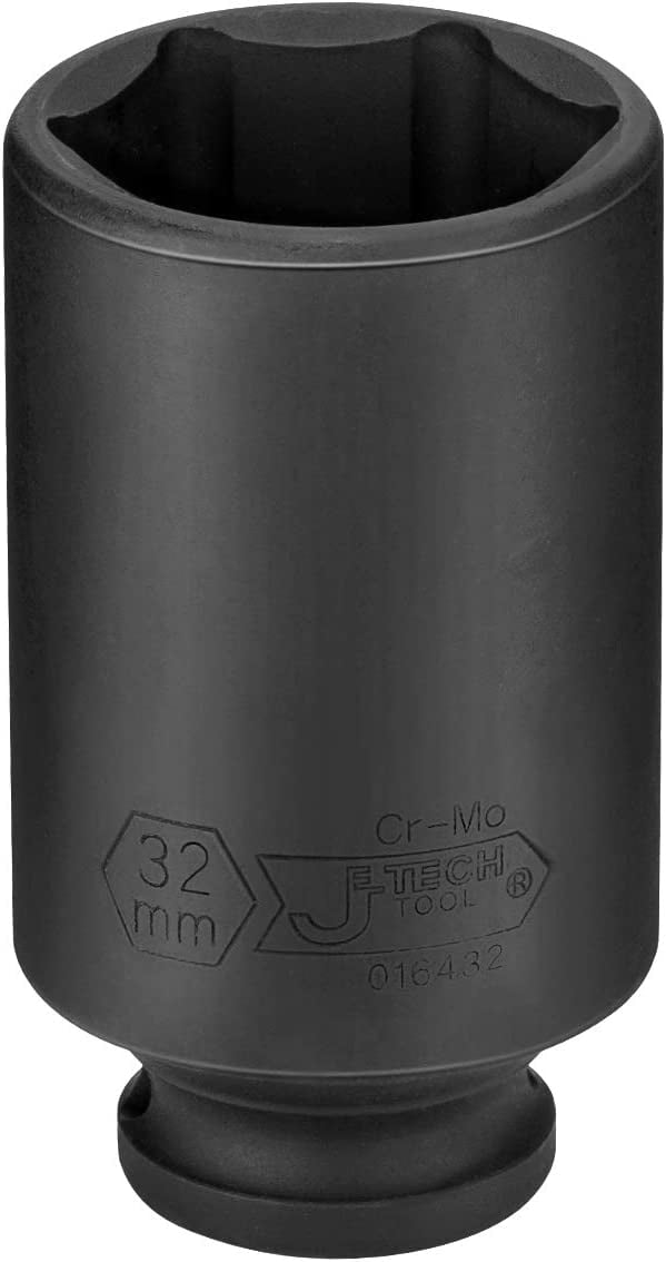 FUGee-1/2-Inch Drive 32mm Deep Impact Socket with 6-Point Design, Heat ...
