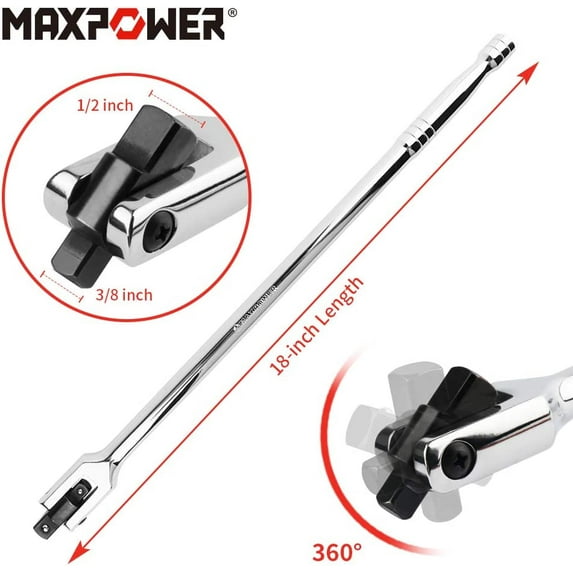 FUGee-1/2-Inch and 3/8-Inch Drive Dual-drive 18-Inch Breaker Bar Flex ...
