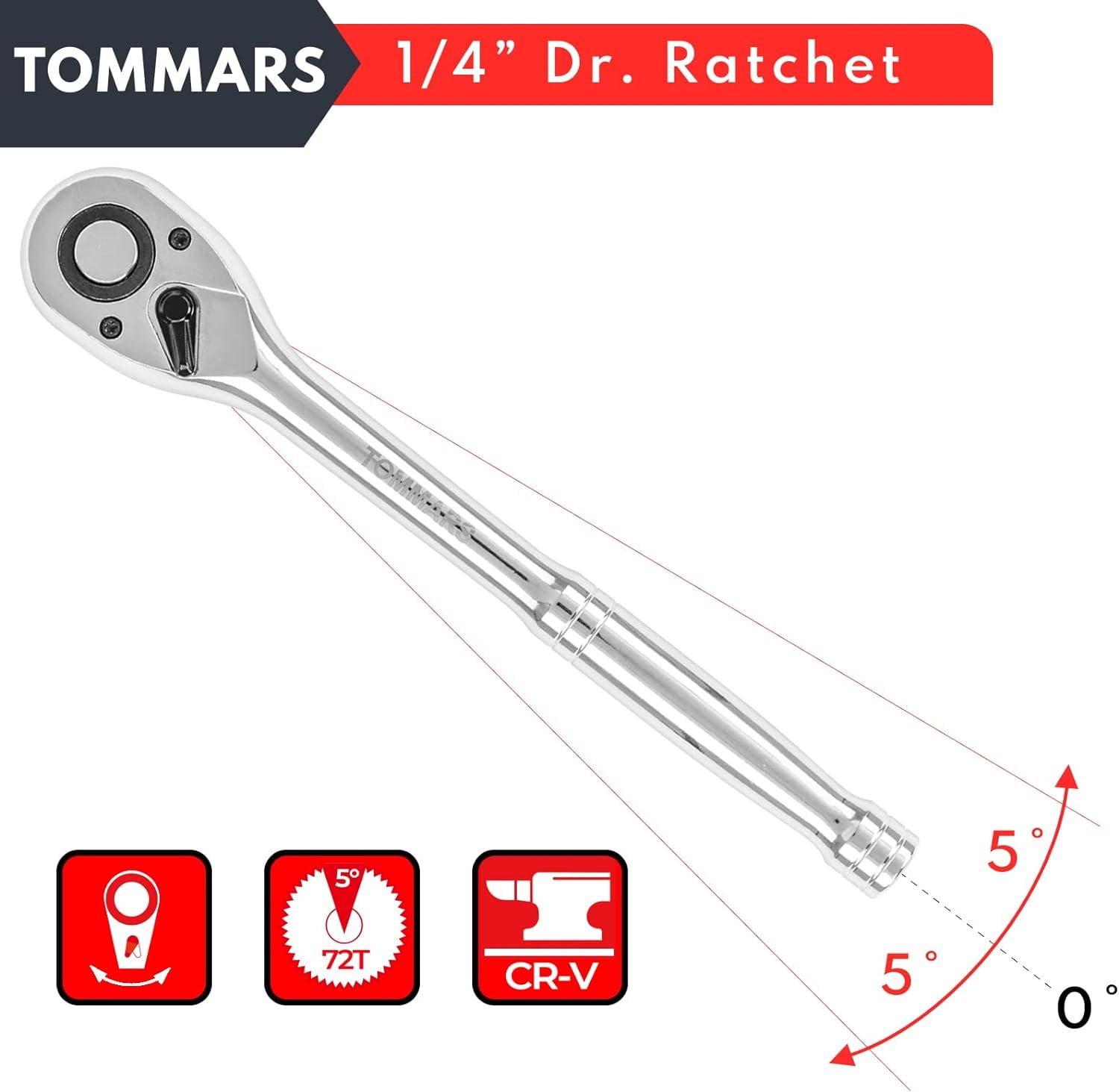 FUGee-1/4" Drive Ratchet Socket Wrench, 72-Tooth Quick-Release Socket ...