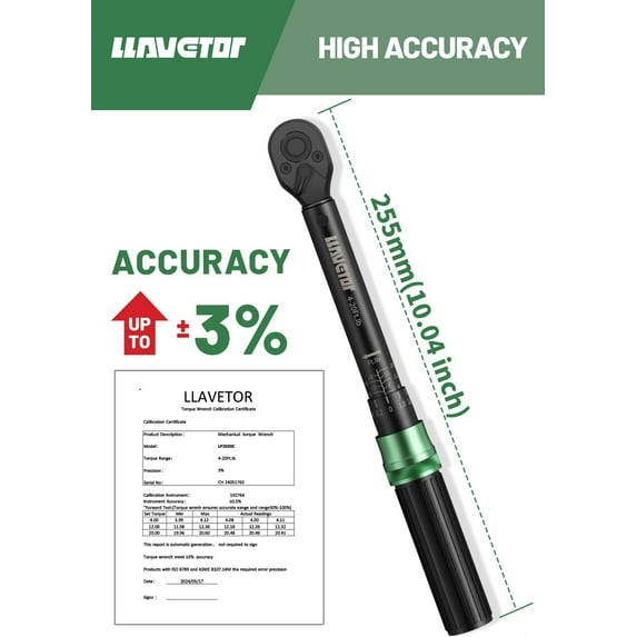 FUGee-1/4-Inch Drive Click Torque Wrench 4-20Ft.lb/5.4-27.2N.m, ±3% ...