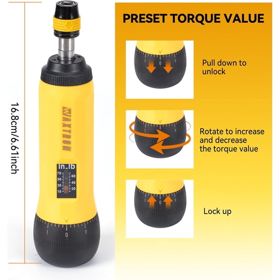 FUGee-1/4-Inch Hex Quick-Release Drive Torque Screwdriver Set, Includes ...