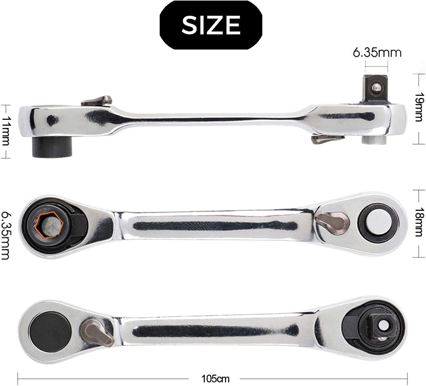 FUGee-1 piece of silver ratchet wrench, quick socket ratchet wrench rod ...