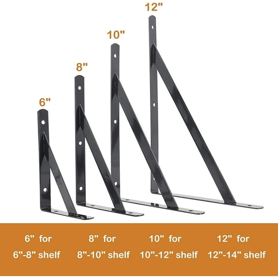 FUGee-10 Inch Shelf Brackets, 2 Pack Heavy Duty L Brackets for Shelves ...